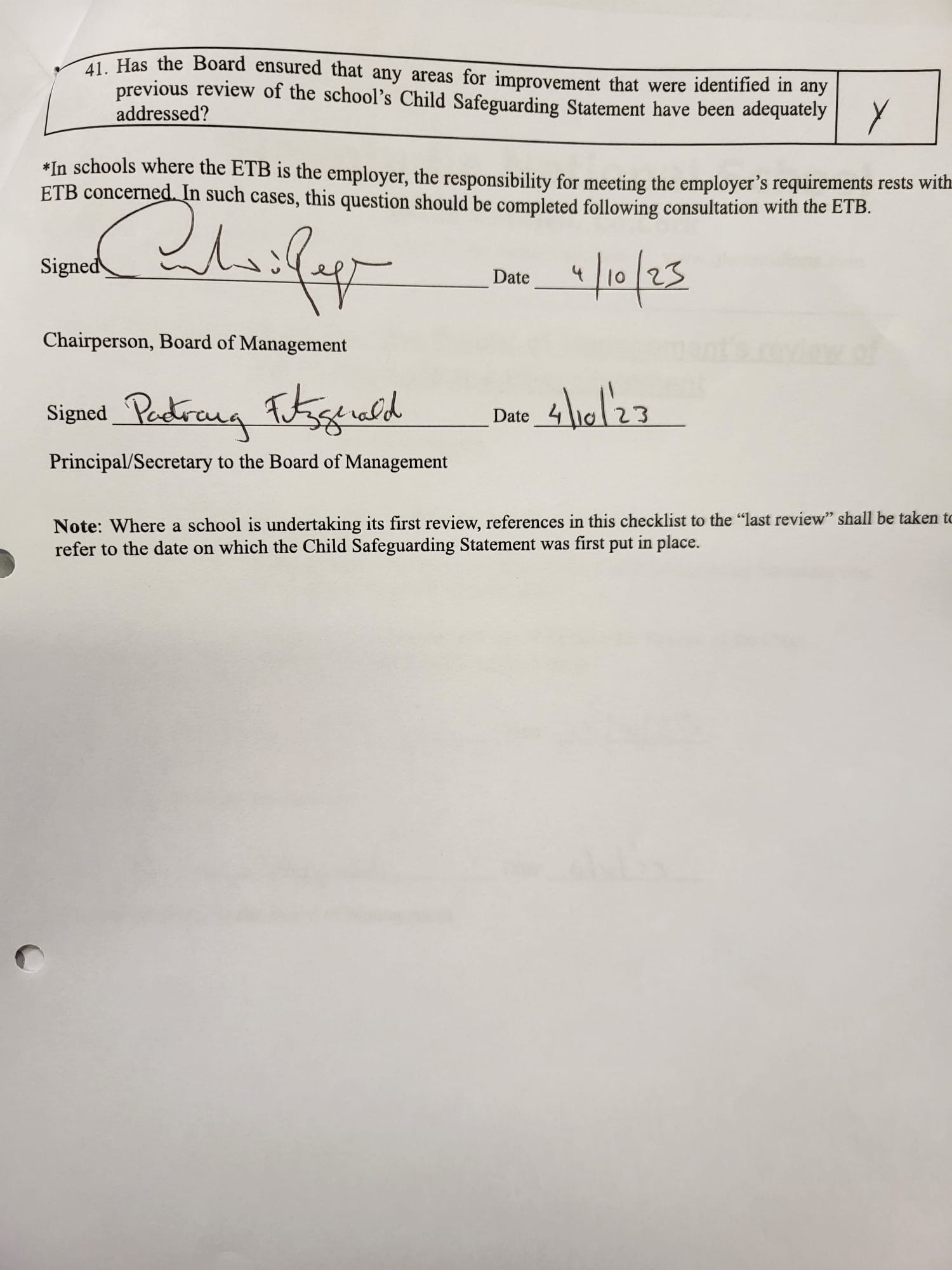 Child Safeguarding Risk Assessment